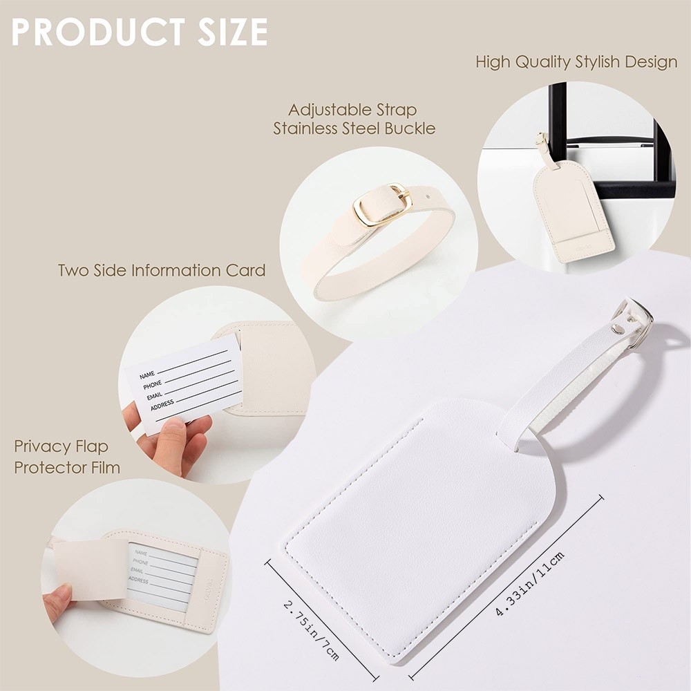 Graduation Gift QUBY Custom Name Print Pu Leather Luggage Tag Suitcase Identifier Bubu Yier ...