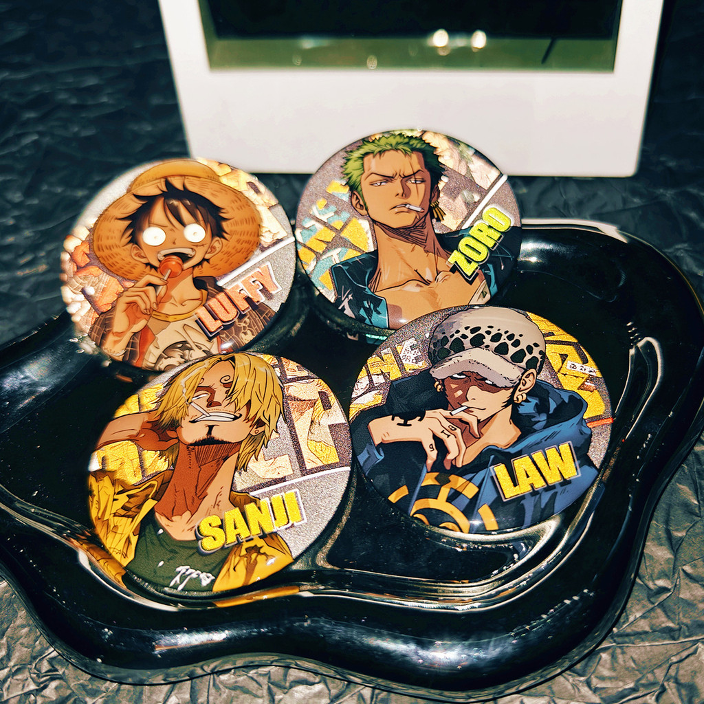 ONE PIECE Double Flash Reflective Badge Luffy Zoro Sanji Law anime ...