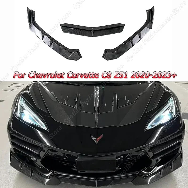 For Chevrolet Corvette C8 Z51 2020 2021 2022 2023+ Car Front Bumper Lip Spoiler Splitter Gloss ...