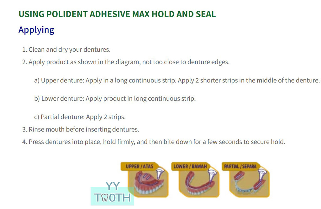 D1OG Polident power max hole & seal 70g flavour free denture adhesive ...