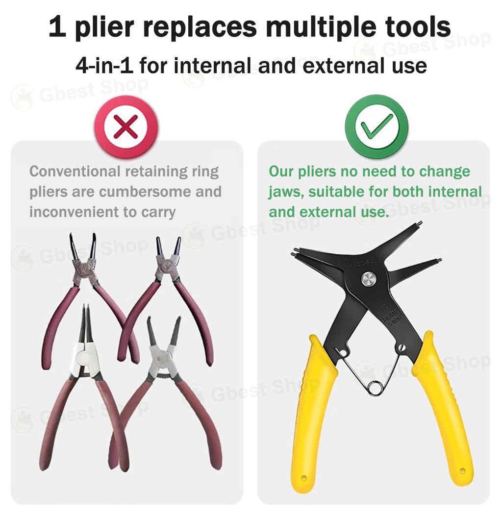 2-in-1 Pro Circlip Snap Ring Pliers 10-40mm Pemotong Cincin Retainer 2 ...