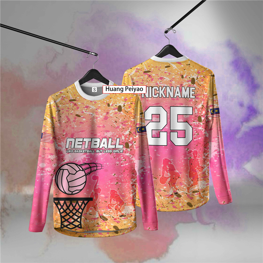 【Free CUSTOM】2025 NEW ! NETBALL JERSEY Baju Long sleeves Design tshirt ...