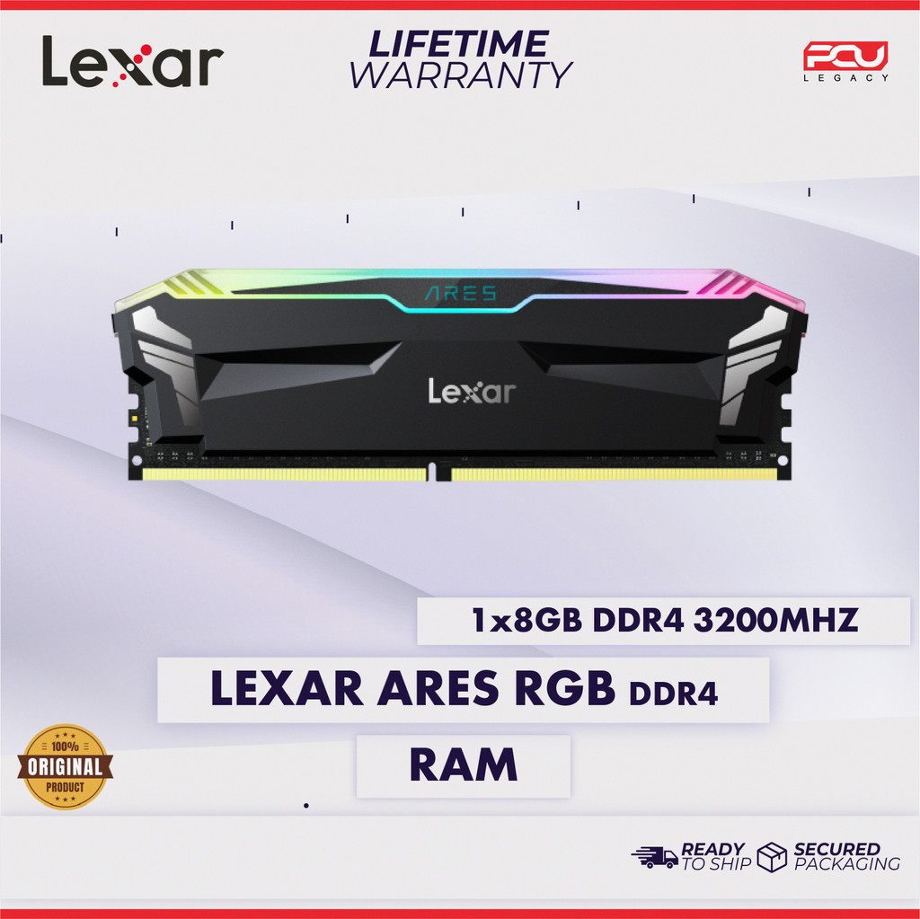 LEXAR ARES RGB 8GB 3200MHz DDR4 GAMING MEMORY RAM (LIFETIME WARRANTY ...
