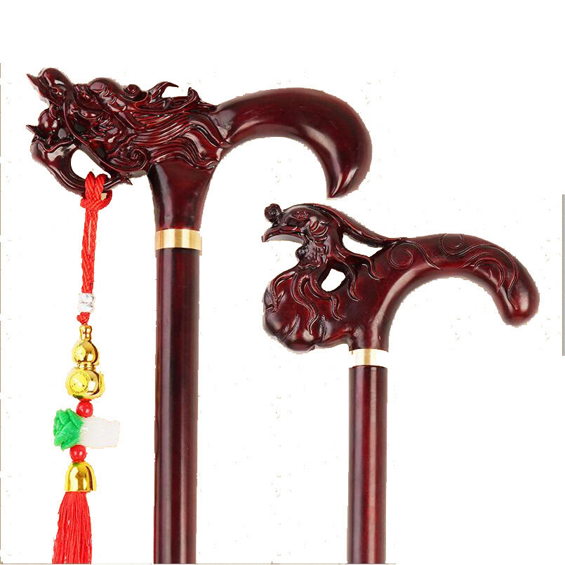Elderly Walking Cane Solid Wood Dragon Head Elderly Walking Walking ...