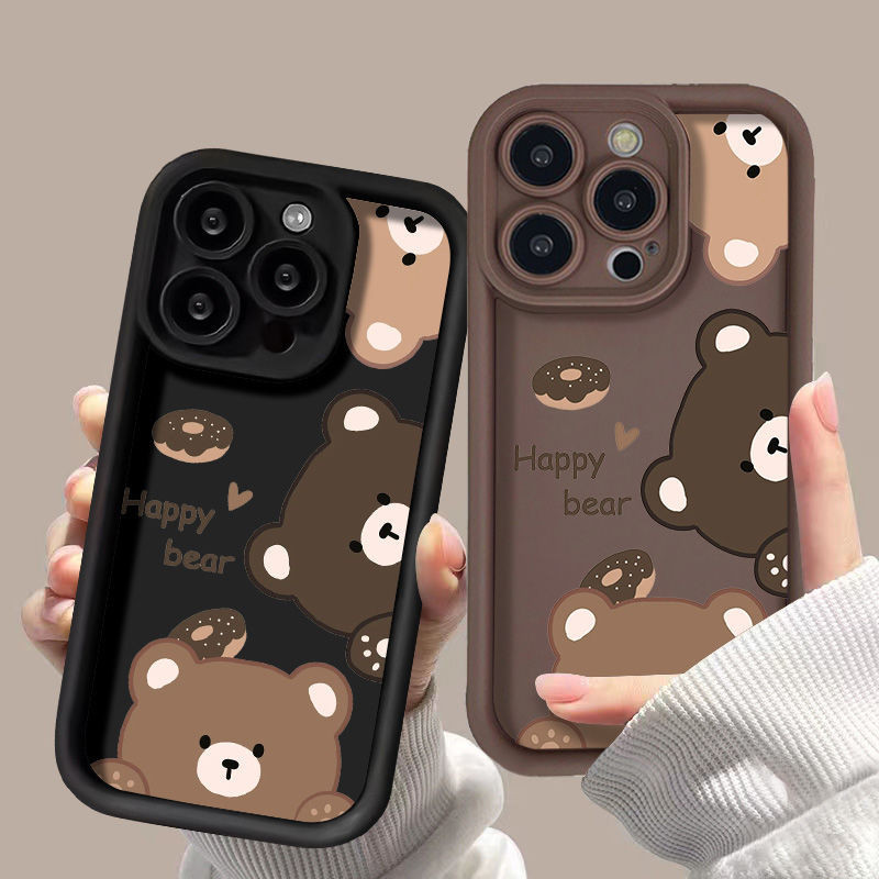 Cartoon Cute Bear Brown Phone Case For Realme 13 Pro Plus 11 11X 5G GT ...