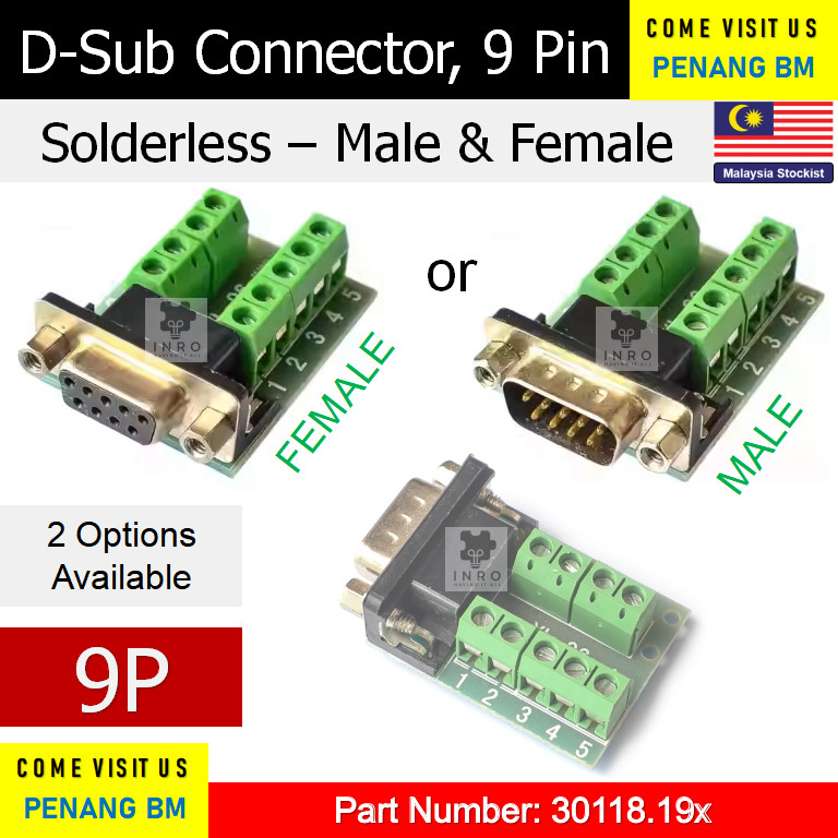 [Economy] [Solderless] 9P Male / Female DB9 D-Sub Solderless Connector ...
