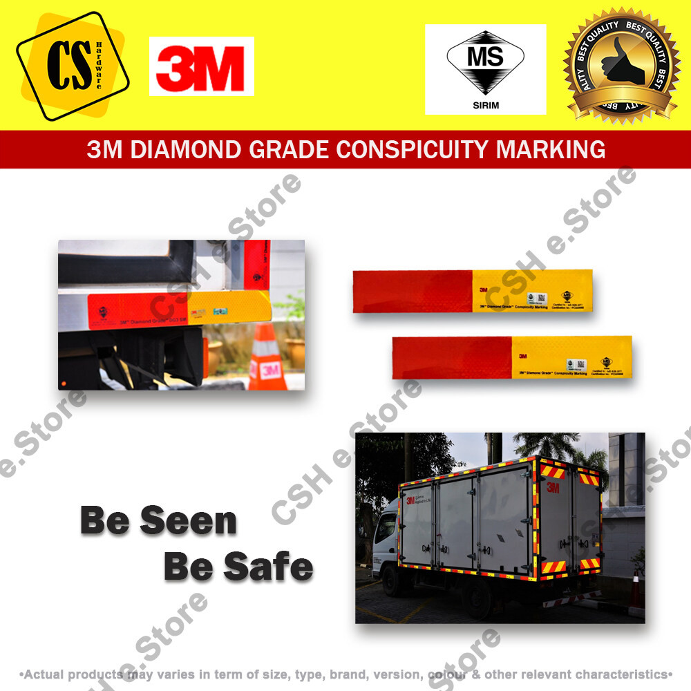 3M Diamond Grade Conspiculty Marking 2PCS 30cmx5cm Red Yellow Side ...