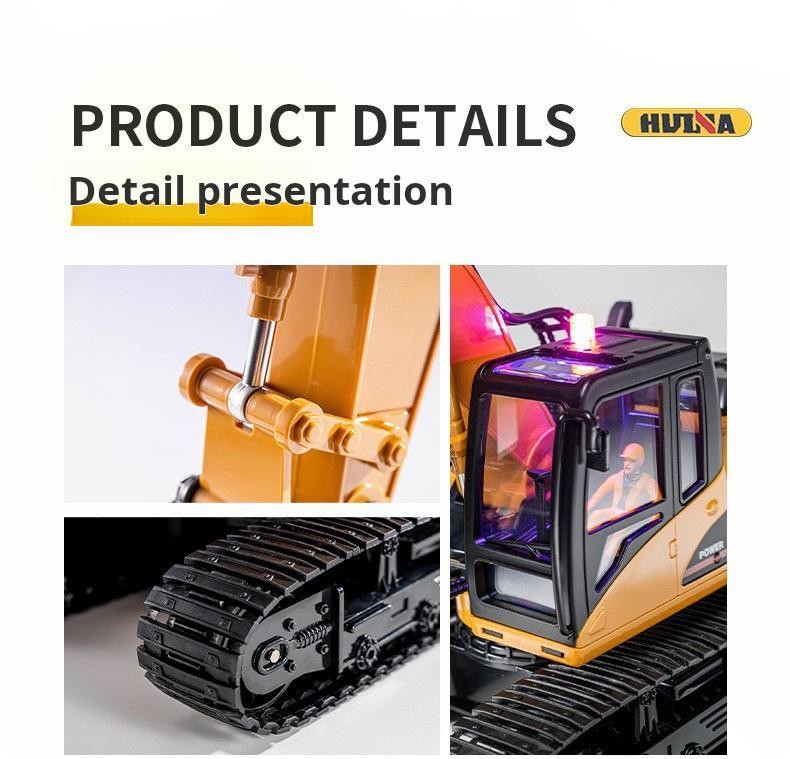 HUINA 21Chanel Die Cast Rc Excavator Metal Bucket 1:14 Remote Control ...