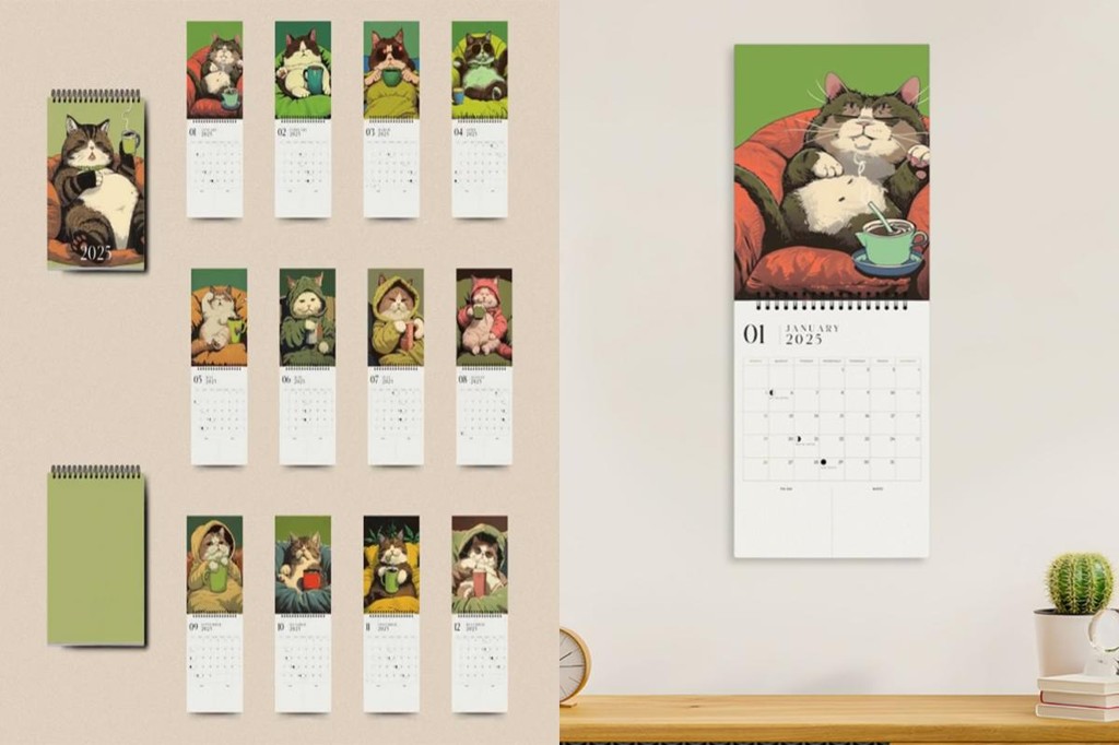 wanpanyu Cute Kitten Theme Calendar 2025 Easy-to-read Date Designs 2025 ...
