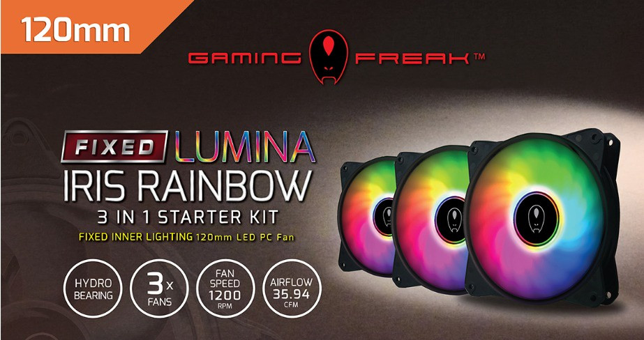 AVF Gaming Freak LUMINA IRIS RAINBOW PC 12CM ARGB LED FAN 3 in 1 ...