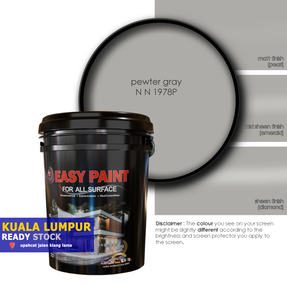1 Liter and 5 Liter - PEWTER GRAY N N 1978P, Easy Paint All Surface for ...