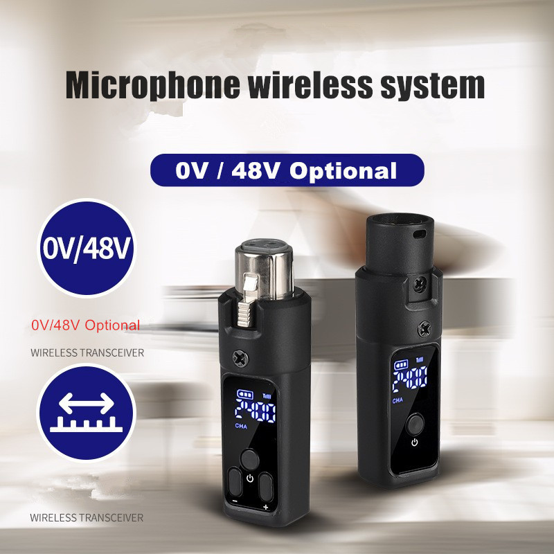 206 2.4Ghz Wireless Microphone System 0V/48V XLR Wired Mic to Wireless ...