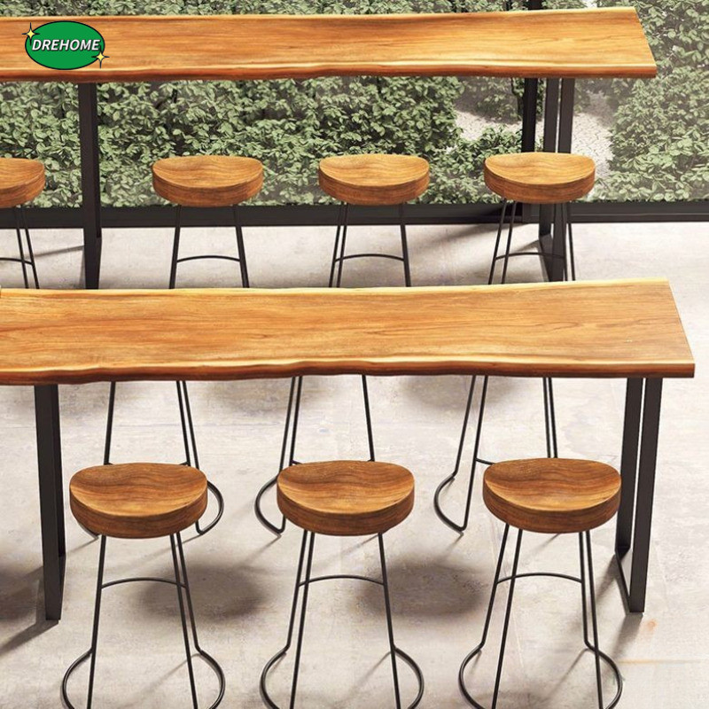DRE 120Cm/180Cm/240Cm Bar Table Bar Counter High Bar Stool Solid Wood ...