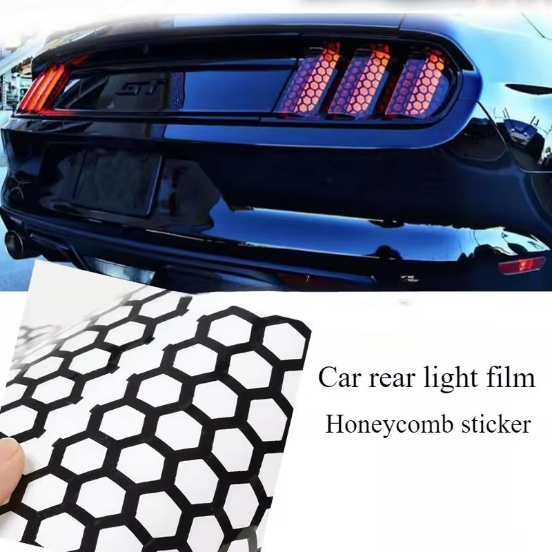1-4 pcs Car Tail Light Lamp Stickers - Car Honeycomb Stickers ...