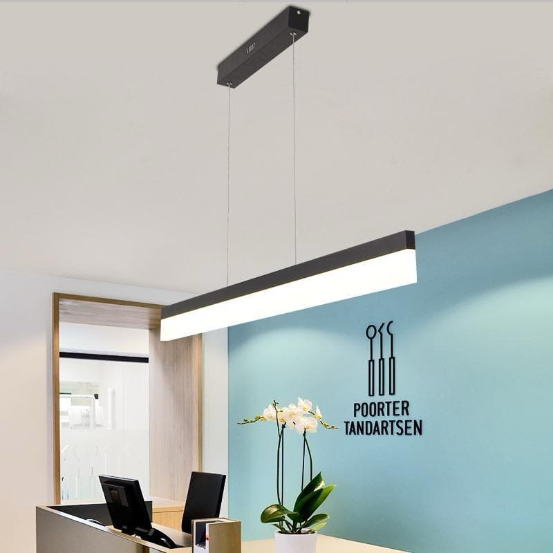 Modern LED Linear Chandeliers Hanging Light Office Kitchen Pendant ...