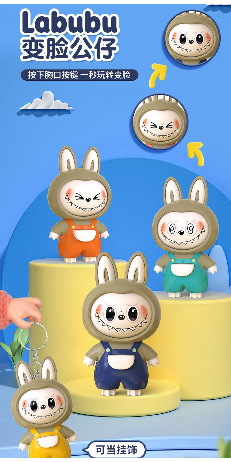 Hot-selling Labubu Face-changing Cartoon Keychain Labubu Doll Pendant ...