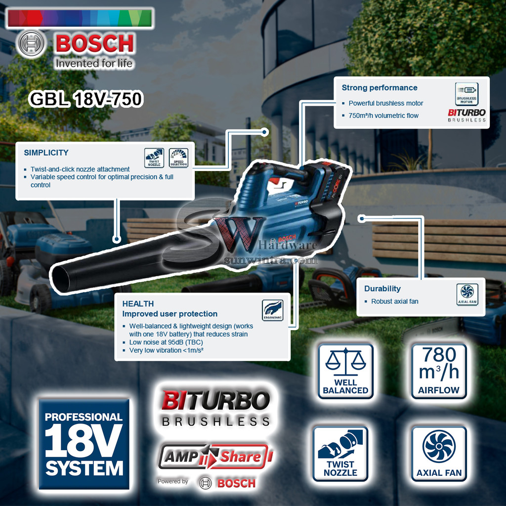 BOSCH GBL 18V-750 Cordless Leaf Blower 780M3/Hour GBL18V-750 **SOLO or ...