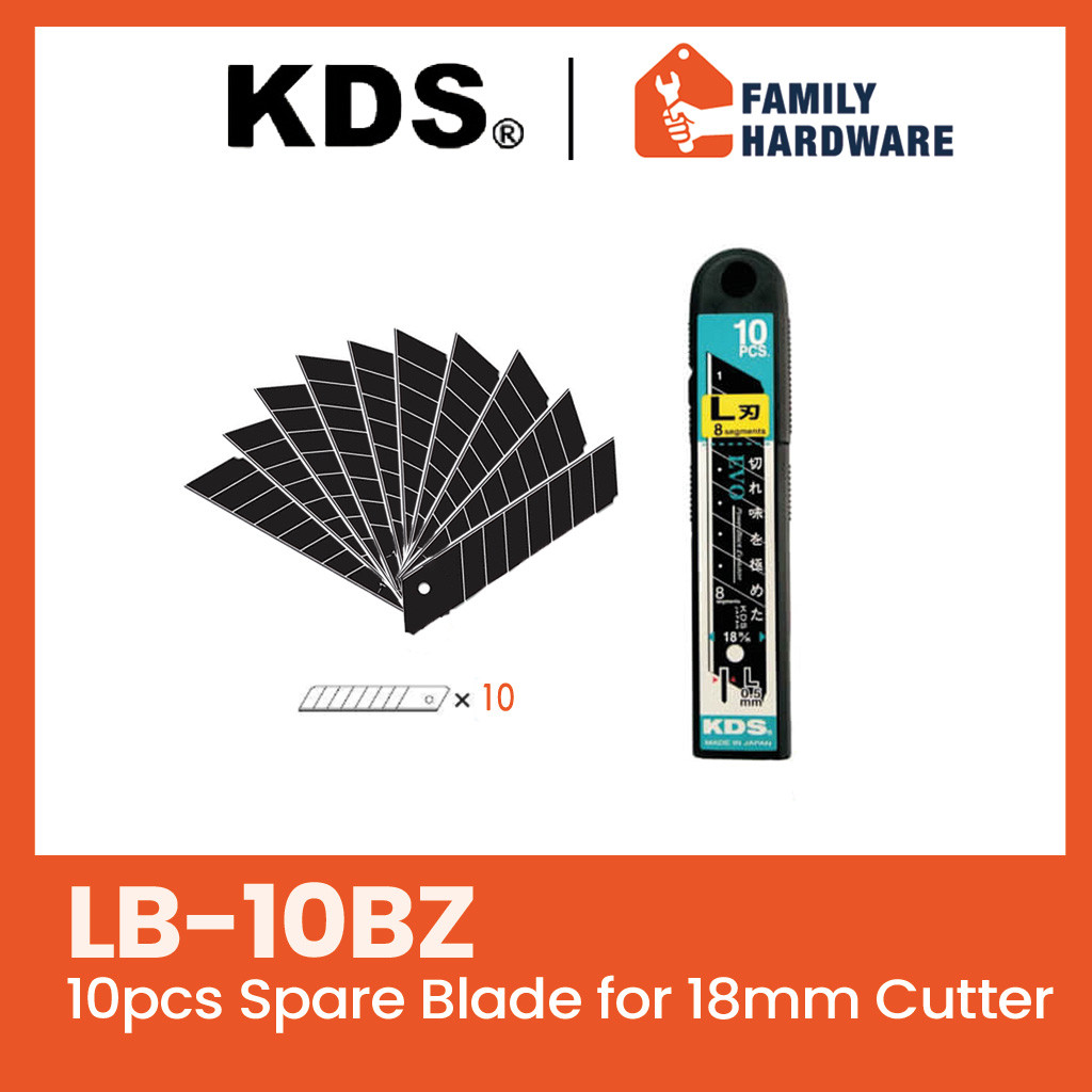 KDS LB10-BZ 10pcs 0.5mm Evo Black Spare Blade for 18mm Cutter Made in ...