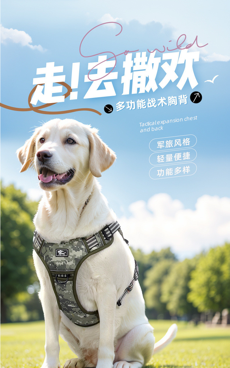 Large Dog Harness Adjustable Reflective Vest for Labrador Golden ...