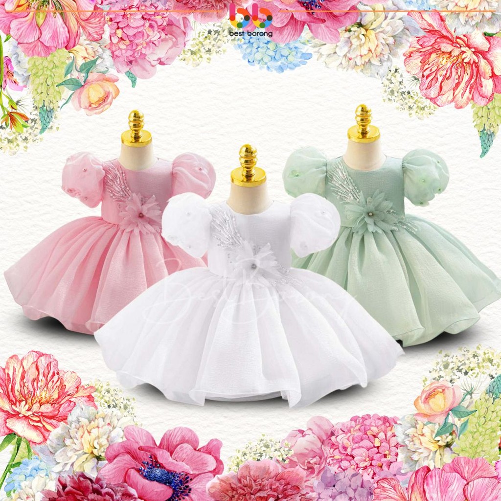 0-5y Baby Girl Wedding Dress Birthday Party Baby Girl Gaun Budak ...