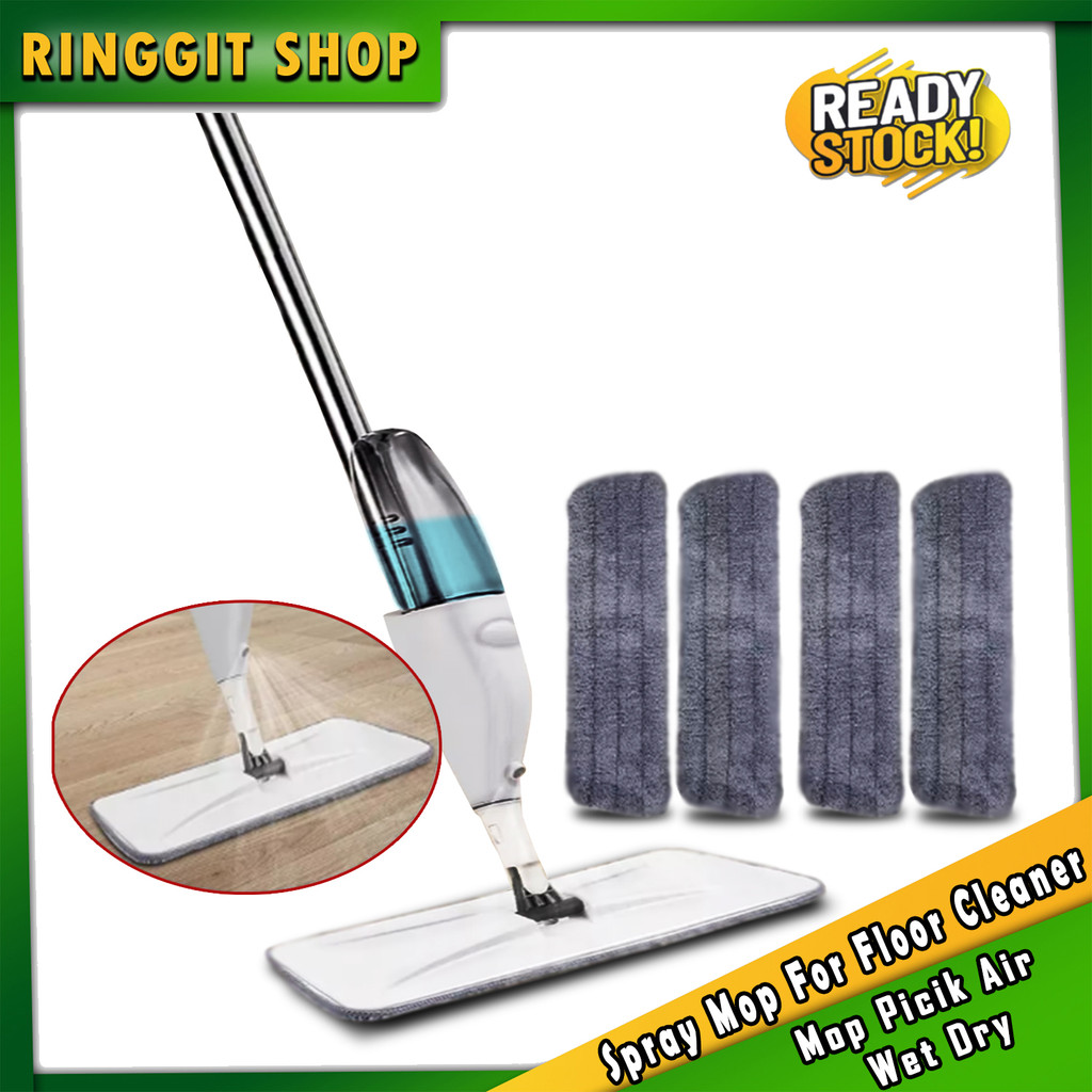 Ringgit Shop Spray Mop For Floor Cleaning With 2 Washable Pads, Wet Dry ...