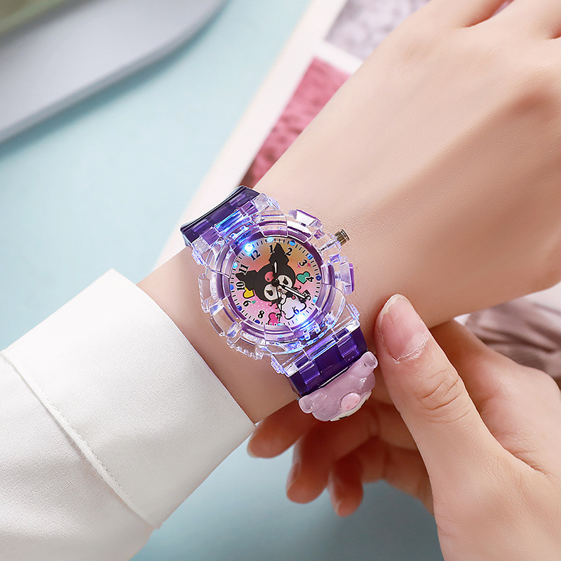 New Sanrio Kawaii Anime Luminous Led Watch Cinnamoroll Kuromi My Melody ...