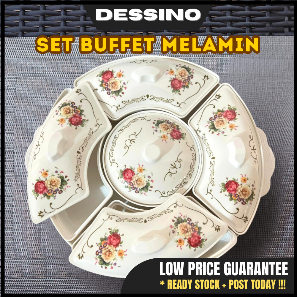 DESSINO Set Buffet Melamine 5 in 1 Set Melamin Party Serving Set Buffet ...