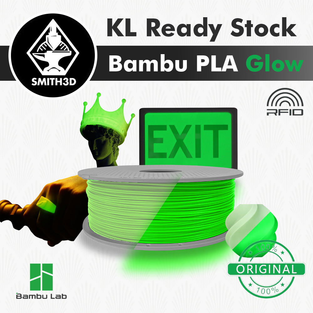 Bambu Lab Basic PLA Glow in The Dark Filament 1KG 1.75mm with RFID User ...