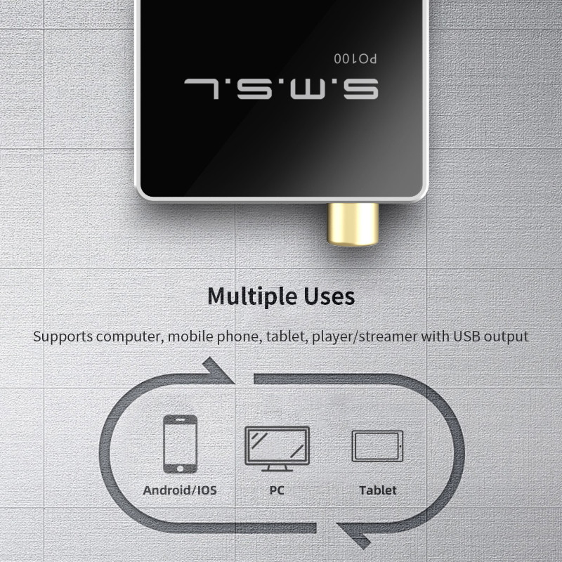 SMSL PO100 2024 USB Digital Interface XU316 DOP64 Type C Input OPT/COAX ...