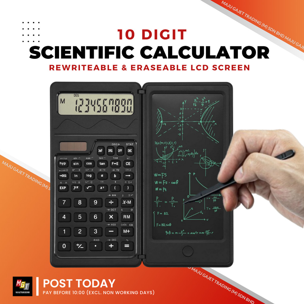 Scientific Calculator LCD Writing Pad Foldable Kalkulator Notepad ...