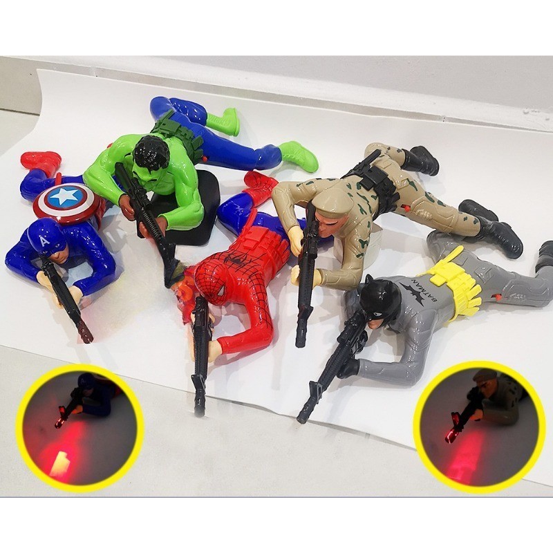 Battery Operated Super Heroes Crawling Action Figures Toy with LED ...