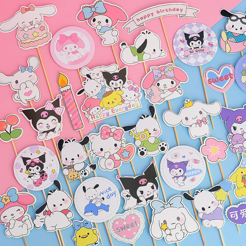 Exclusive Design】Cute Kuromi Cake Decoration toppers Cinnamoroll Pacha ...