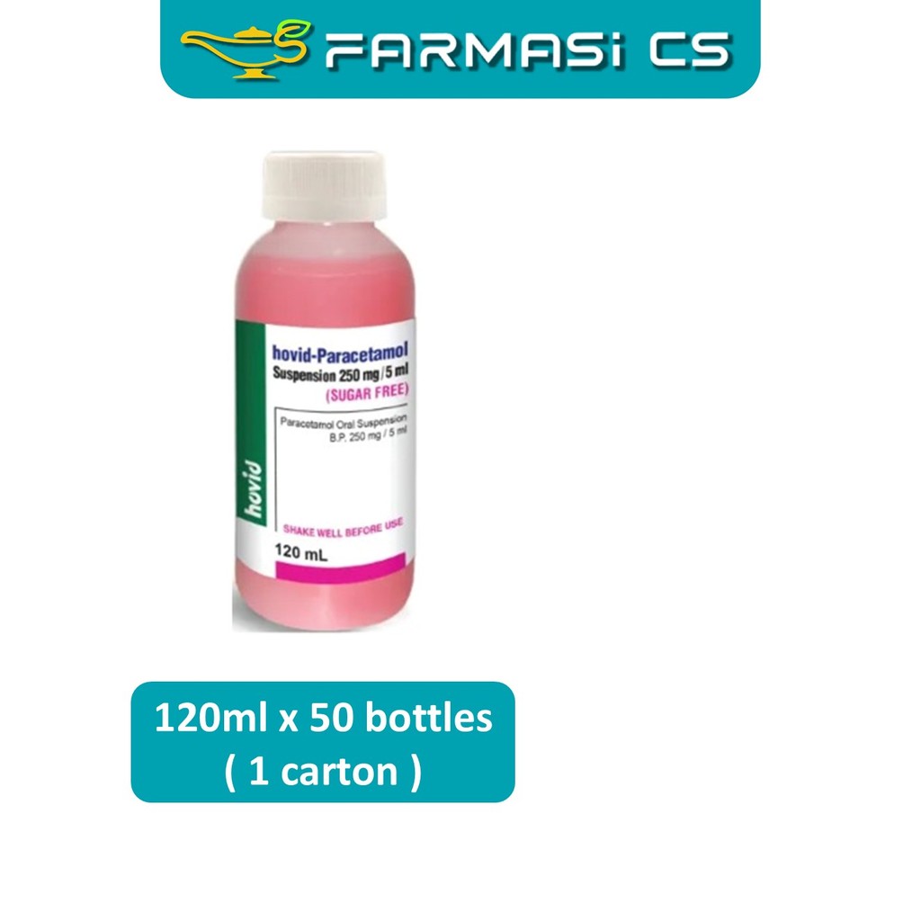 Hovid Paracetamol Suspension 120ml x 50 Bottles (Carton) EXP:09/2026 ...