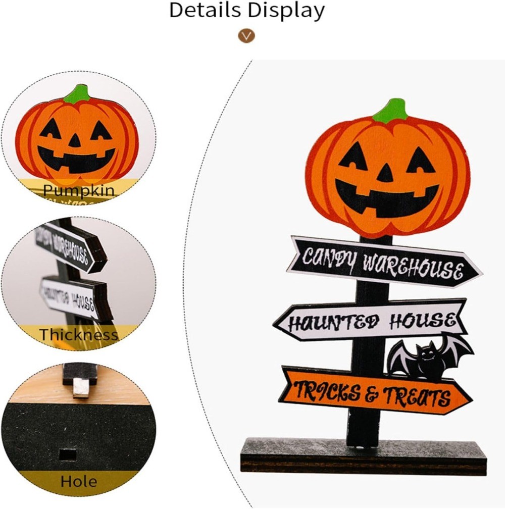 Halloween Table Decorations Rustic Ghost Pumpkin Mummy Zombie Witch Hat ...