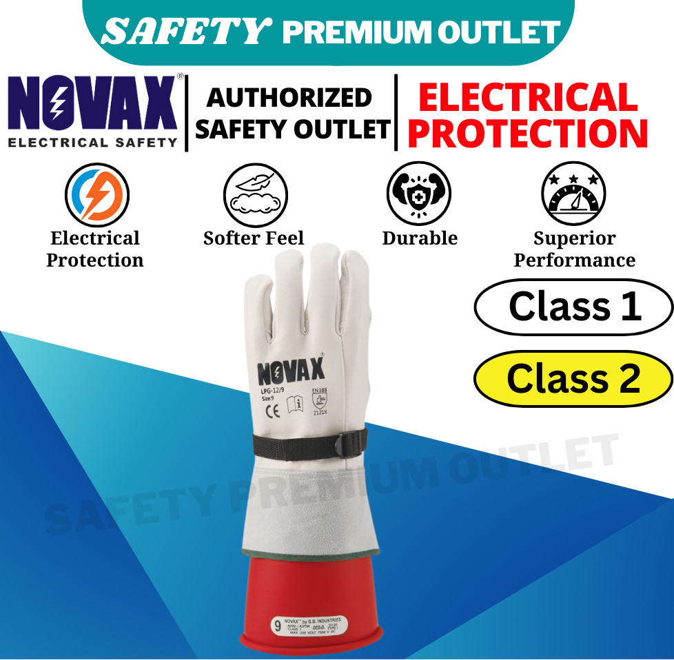 [ORIGINAL] Novax Insulation Gloves Class 2 With Leather Protector Gloves (Novax Sarung Tangan ...