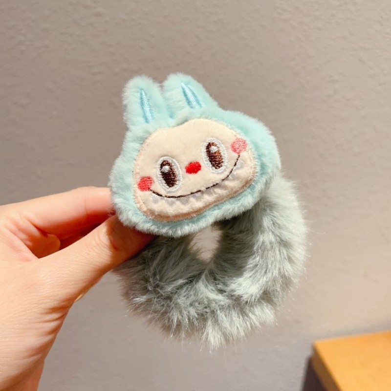 Fashion Labubu Fabric Plush Rubber Band Hair Circle Furry Children ...
