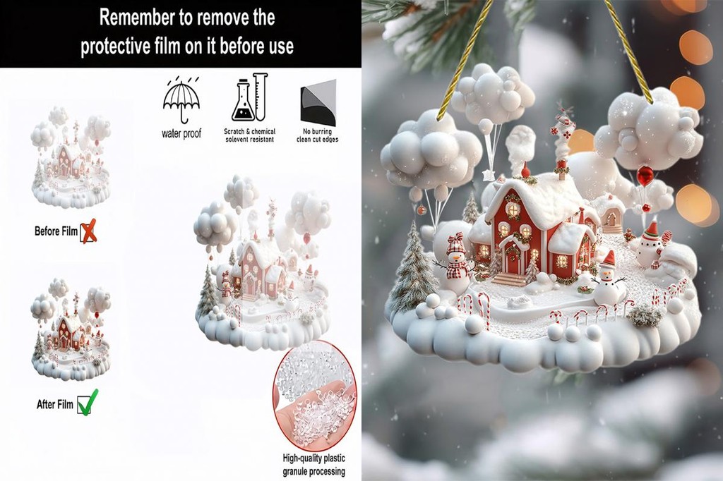 YQ.B Realistic Igloo Design Christmas Tree Pendant Snow Village House ...