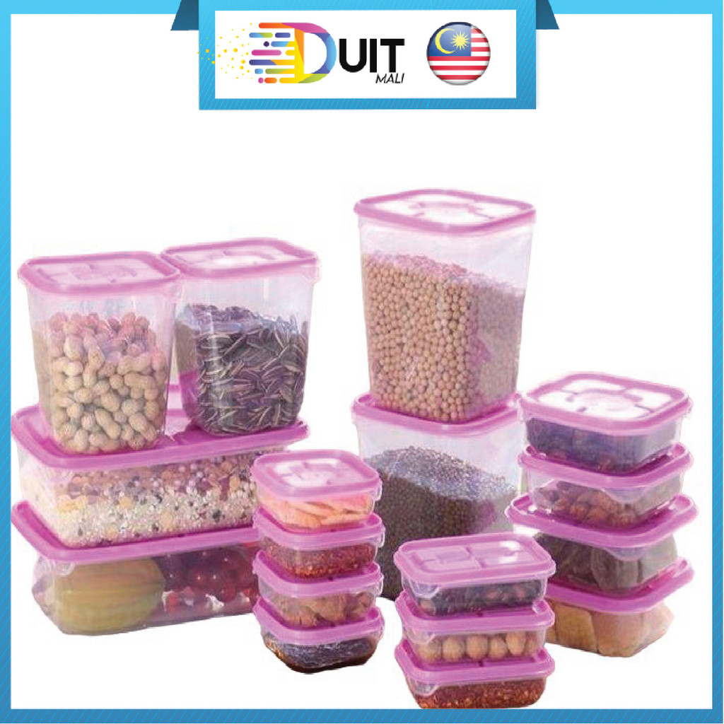DM 17pcs Set Food Container Storage Tupperware Plastic Colorful With ...