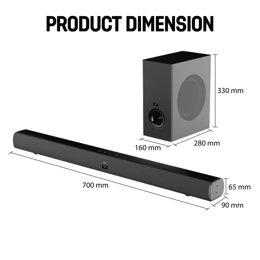 Vinnfier VF Hyperbar 600 BTRW 240W Soundbar with 6.5" Wireless ...