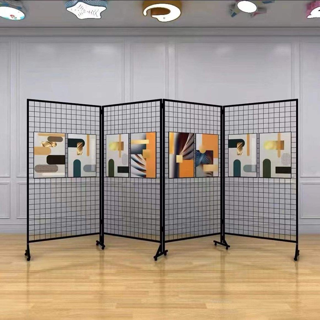 Folding Grid Display Stand Mobile Studio Kindergarten Art Exhibition ...
