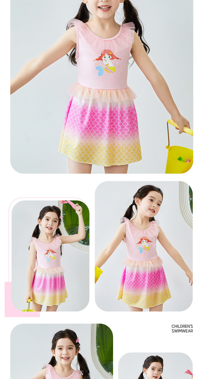 Cute Girls Mermaid Princess Swim Dress for Summer with Lace Frill and ...