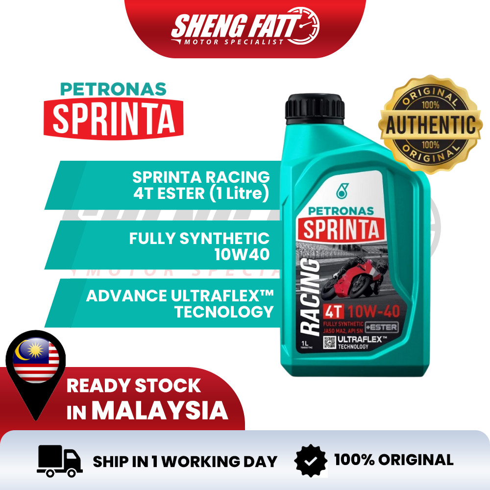 PETRONAS SPRINTA 4T Racing ES 10W-40 Fully Synthetic Minyak Hitam ...