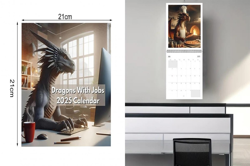 wanpanyu Dragon Illustrations Calendar Fun Wall Calendar 2025 2025 ...