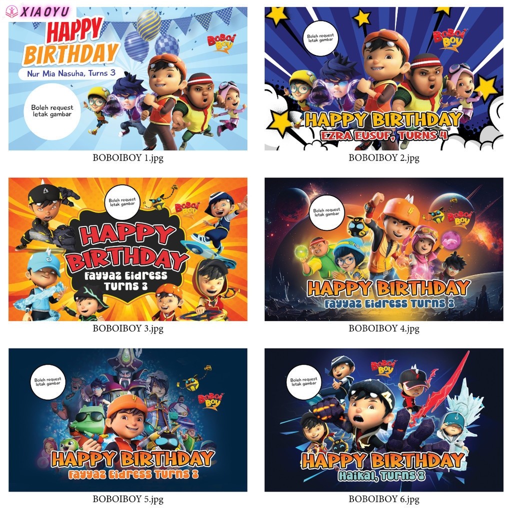 Boboiboy - Print Banner Birthday Background hanging cloth / Hari Jadi ...