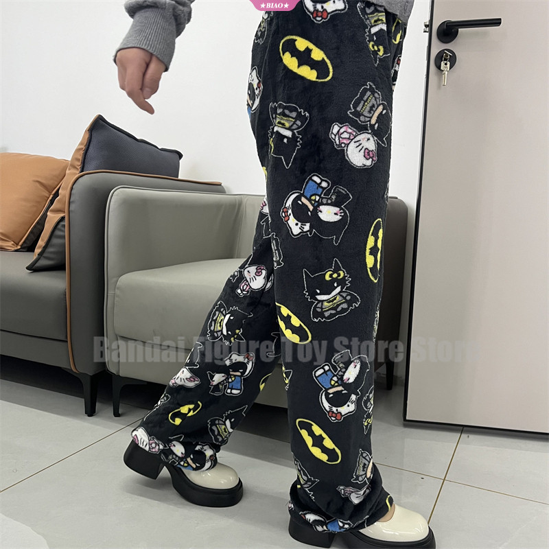 New Sanrio Y2k Style Autumn Hello Kitty Batman Pajama Pants Cartoon Hip ...
