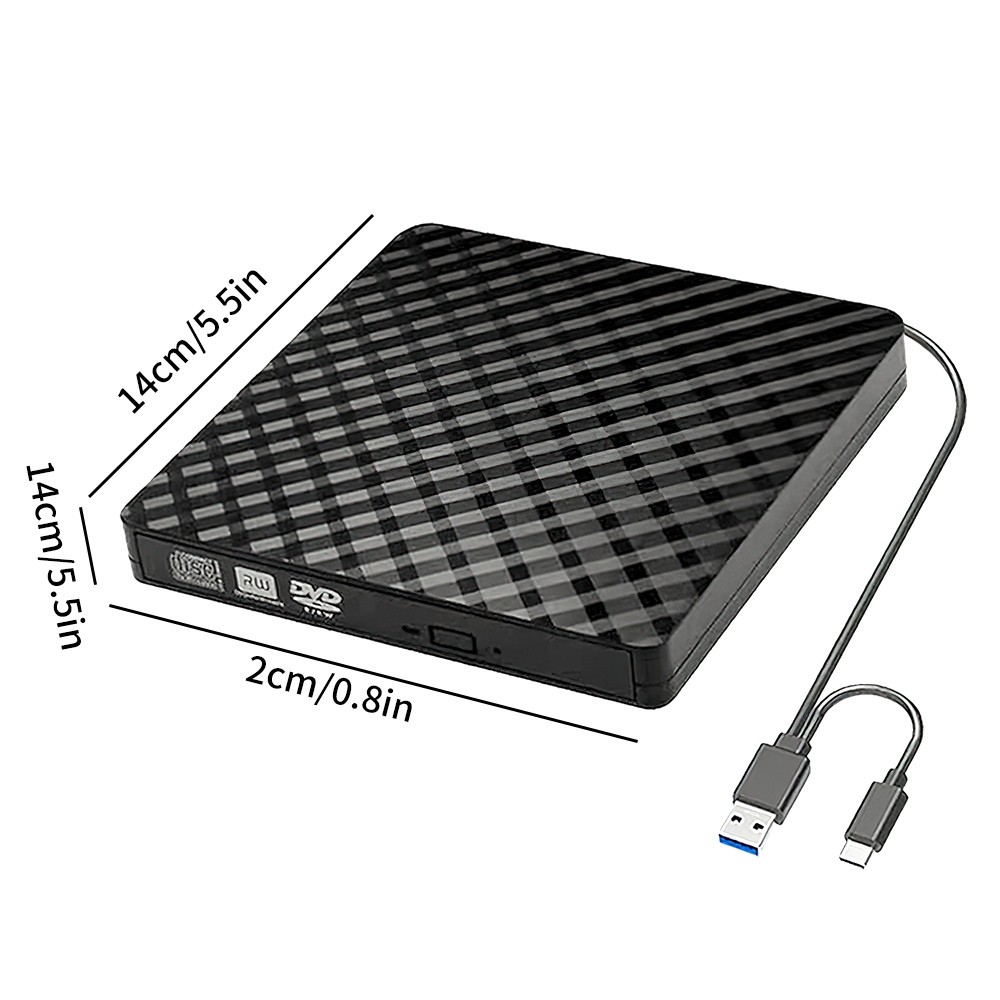 Type C＆USB 3.0 2in1 External DVD RW CD Writer Slim Optical USB C Drive ...