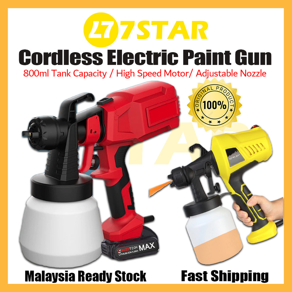 7star 21V Cordless Electric Paint Spray Gun 1200W High Power Wireless ...