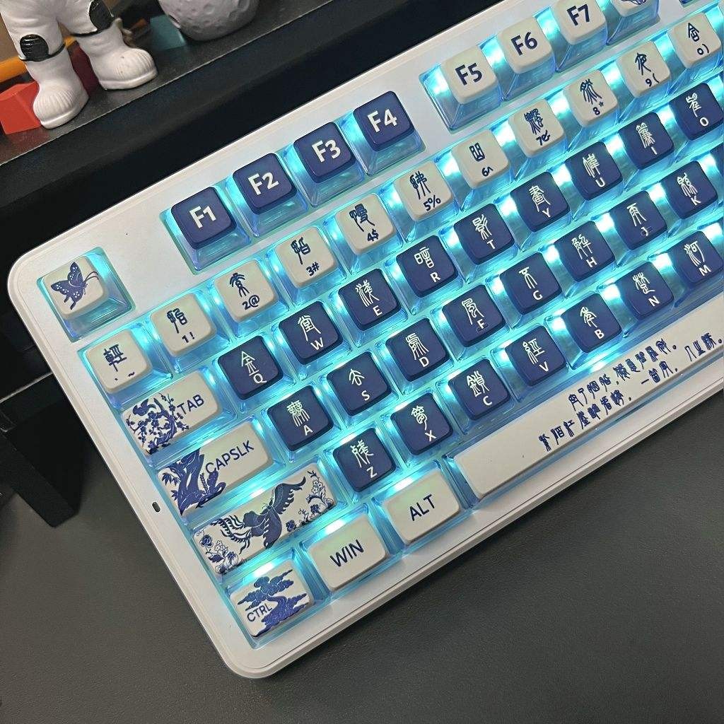 Ceramic Keycap Blue And White Porcelain Four-sided Side Pudding Ancient ...