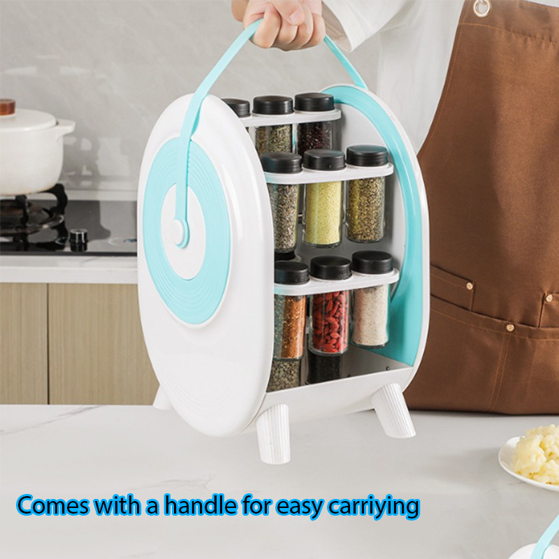 GDeal Rotating Ferris Wheel Glass Seasoning Spice Rack Jar Kitchen ...
