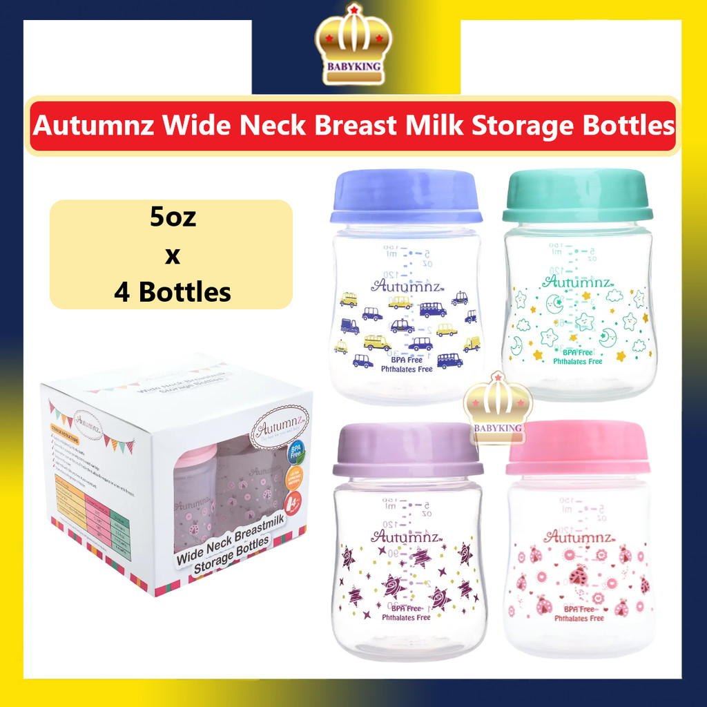 Original Autumnz Wide Neck Breastmilk Breast Milk Storage Bottle 5oz (4 ...